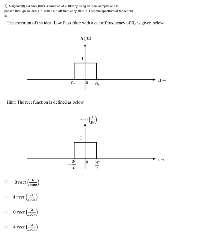 Solved passed through an ideal LPF with a cut-off frequency | Chegg.com