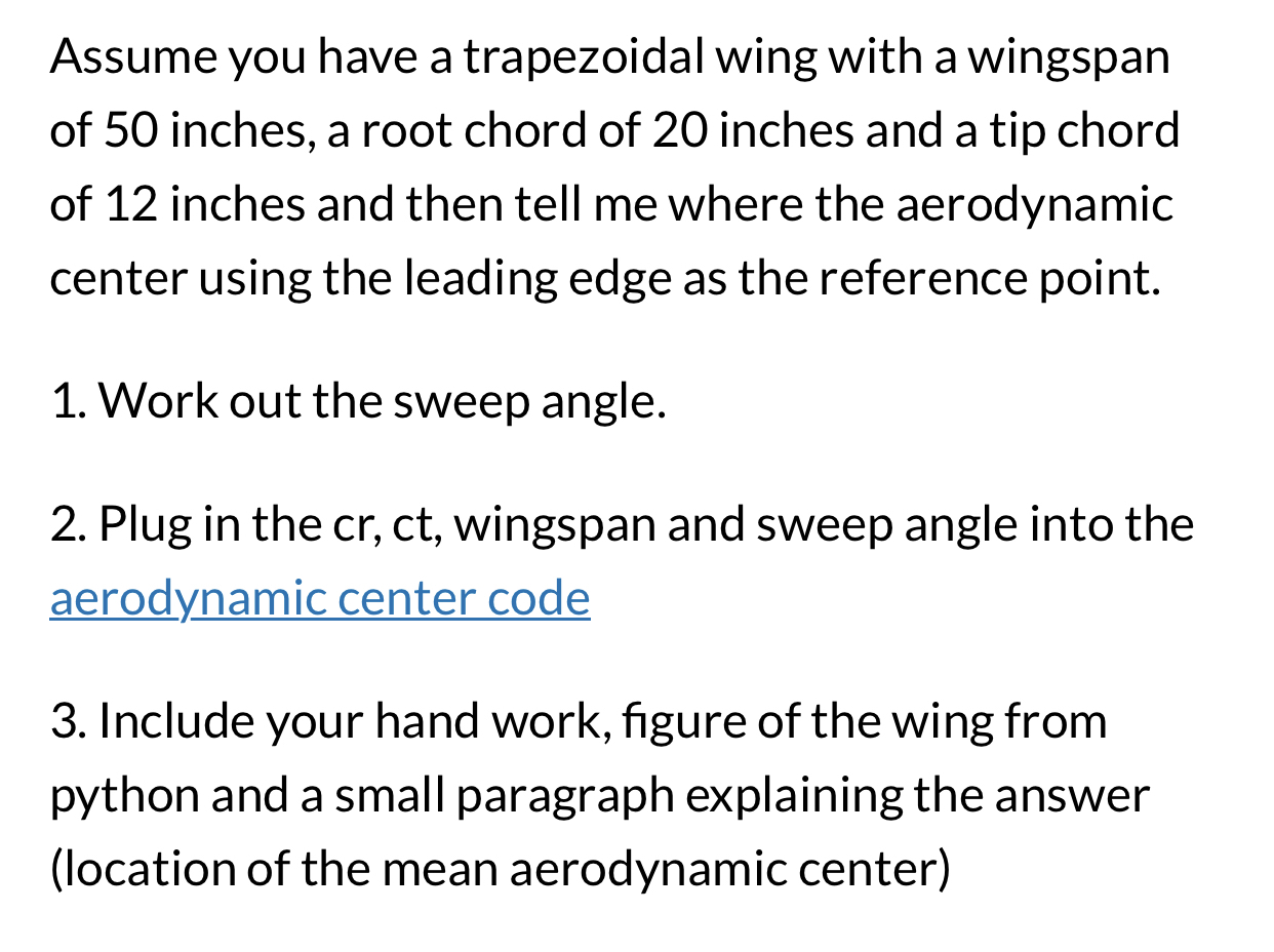 Solved Assume you have a trapezoidal wing with a wingspan of | Chegg.com