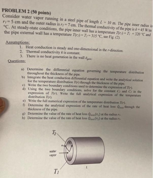 Solved Conside.M 2 (50 points) Consider water vapor running | Chegg.com