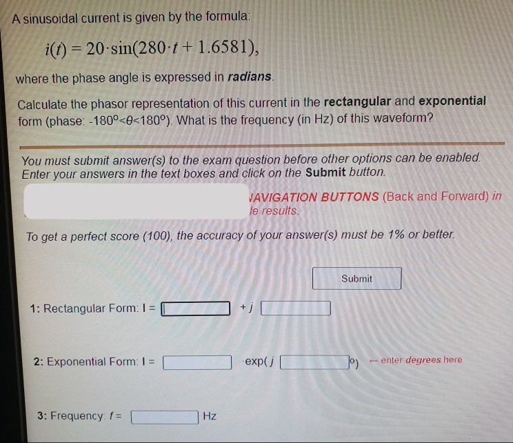 Solved A sinusoidal current is given by the formula: | Chegg.com