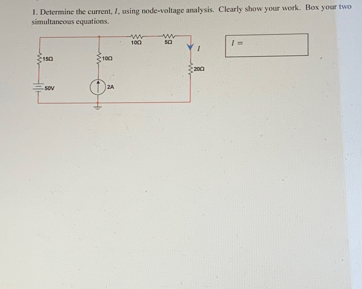 Solved Determine the current, I, using node-voltage | Chegg.com