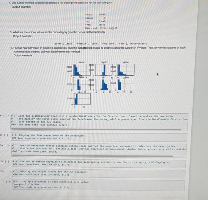 Solved 1. Load the diamonds.csv dataset into a pandas | Chegg.com
