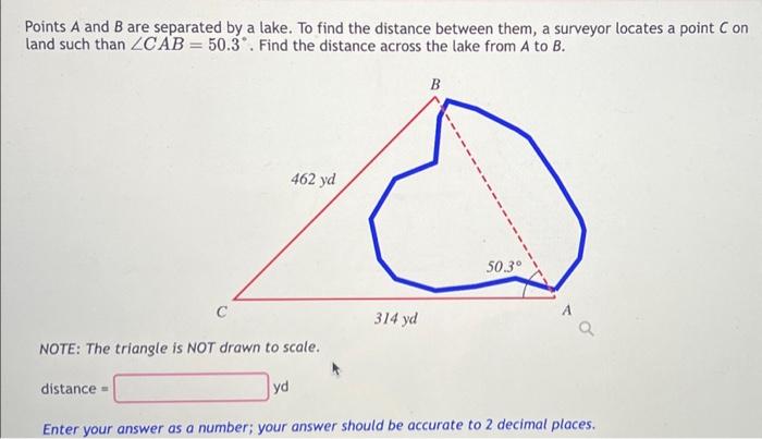 Solved Points A and B are separated by a lake. To find the | Chegg.com