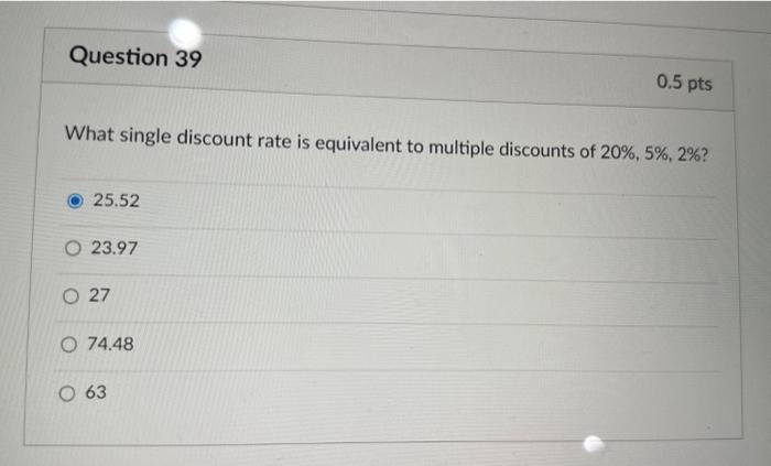 Solved What single discount rate is equivalent to multiple | Chegg.com
