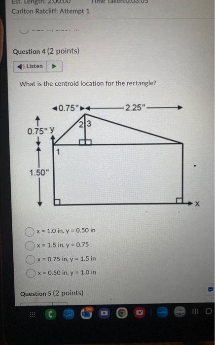 Solved What is the centroid location for the rectangle? | Chegg.com