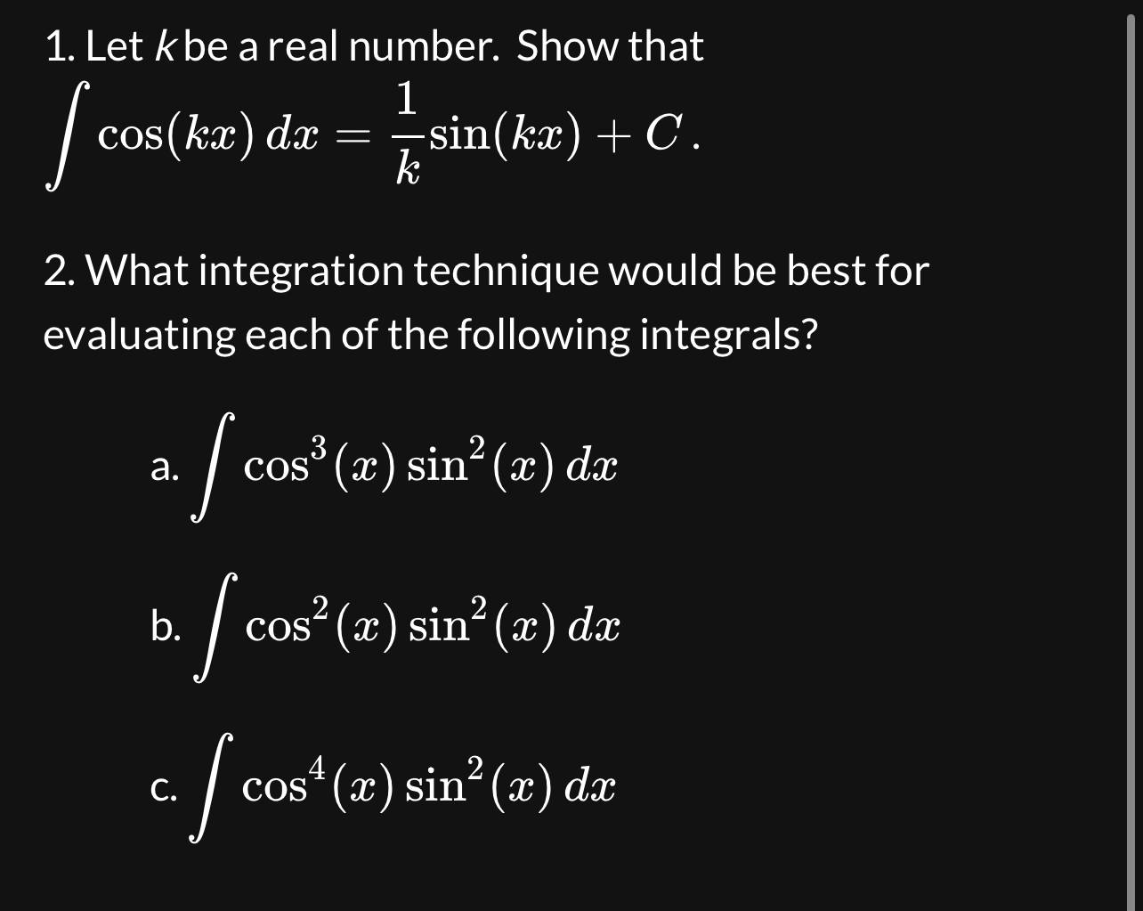Solved Let k ﻿be a real number. Show that | Chegg.com