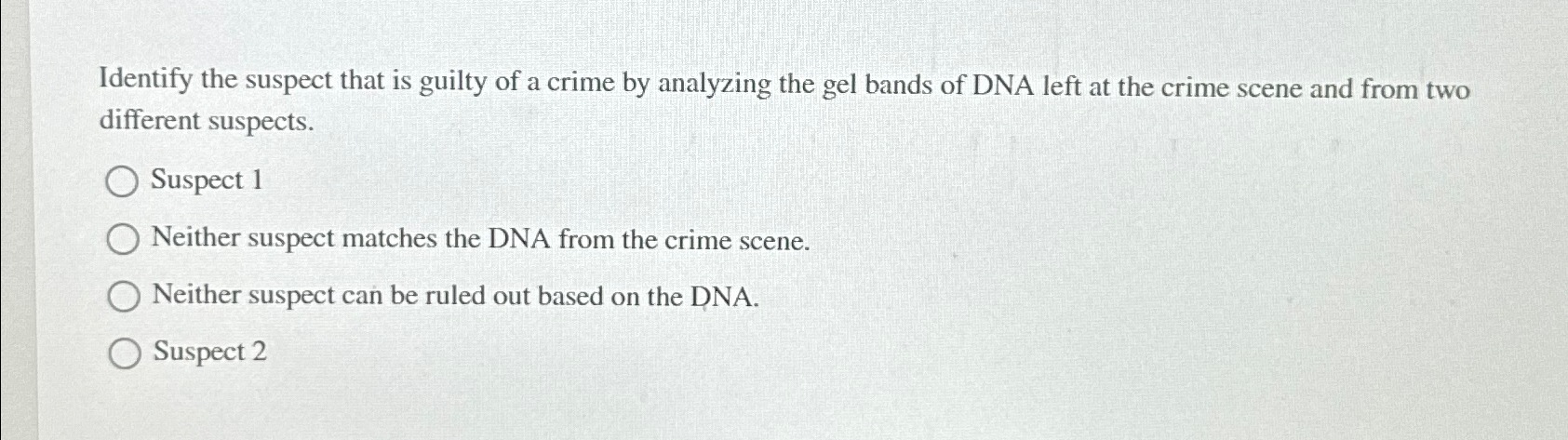 Solved Identify the suspect that is guilty of a crime by | Chegg.com