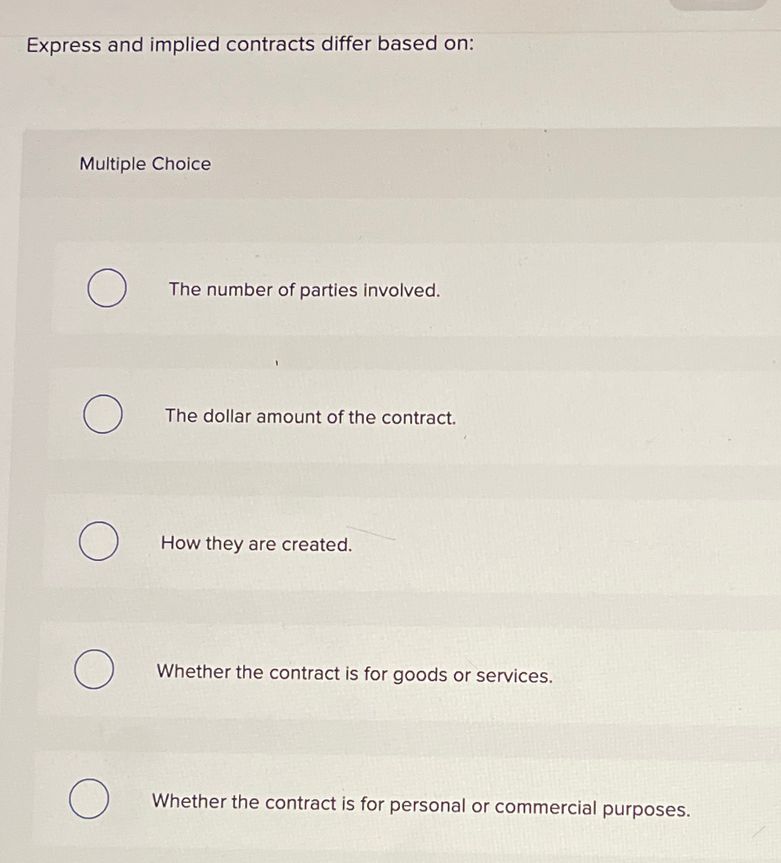 Express and implied contracts differ based | Chegg.com