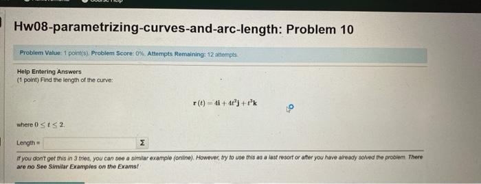 Solved Hw08-parametrizing-curves-and-arc-length: Problem 10 | Chegg.com