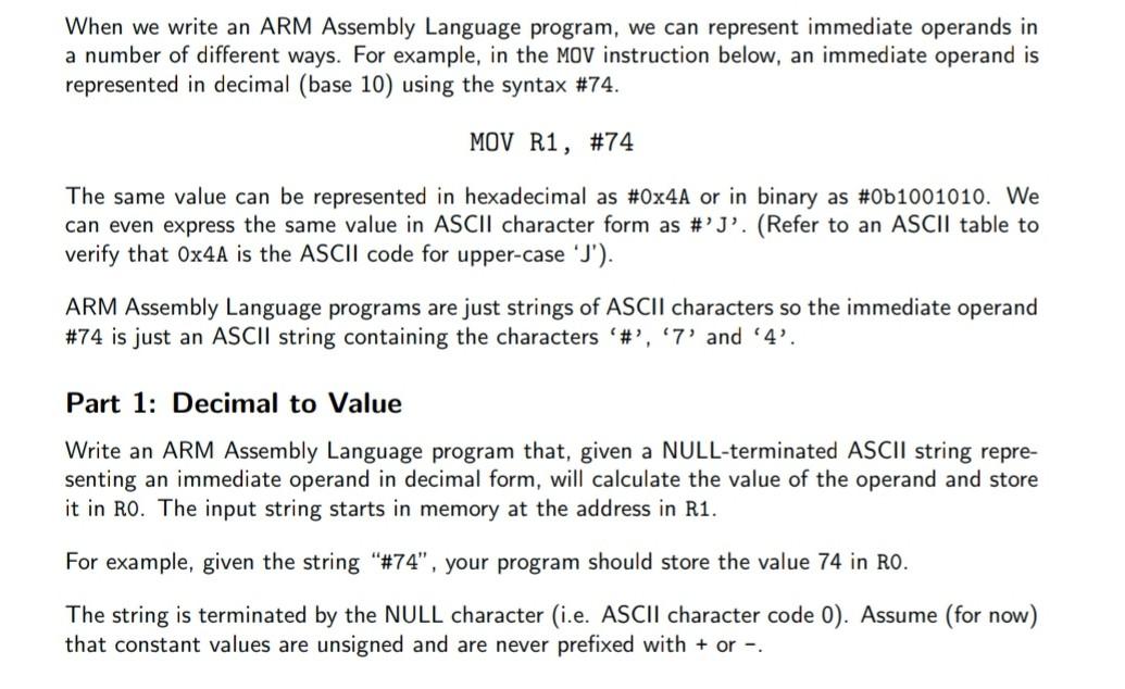 Solved When we write an ARM Assembly Language program, we | Chegg.com