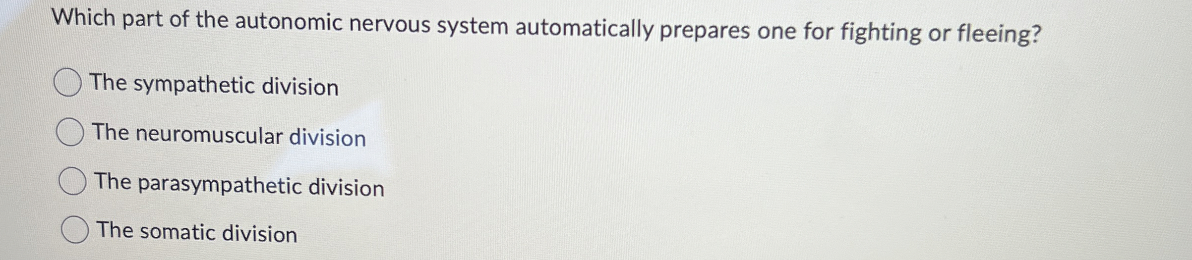 Solved Which part of the autonomic nervous system | Chegg.com