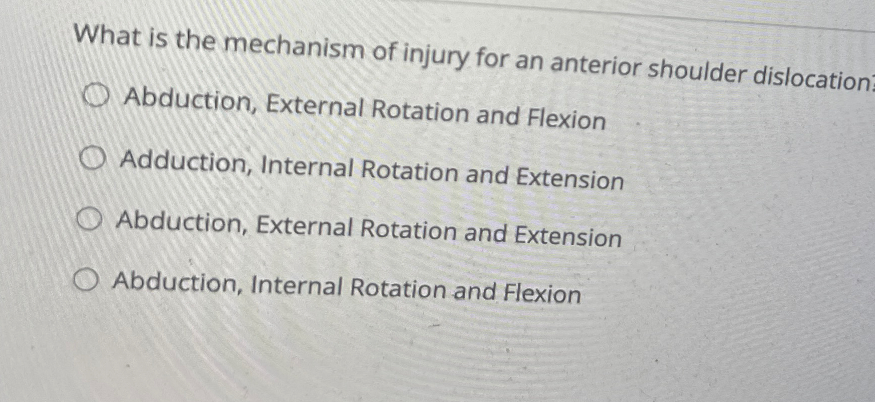 Solved What is the mechanism of injury for an anterior | Chegg.com
