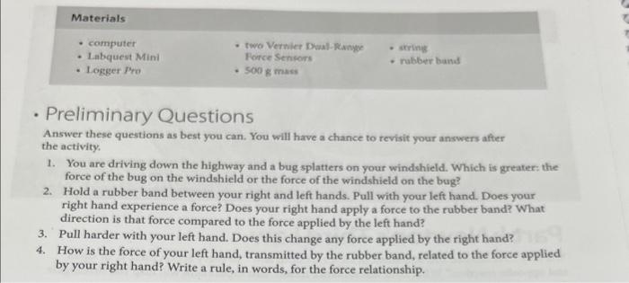 Solved Materials - computer - Labquest Mini - Logger Pro | Chegg.com