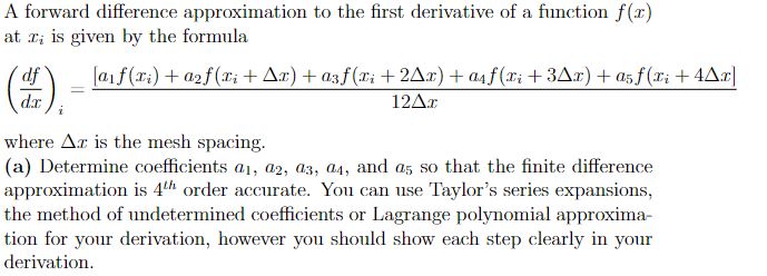 Solved Show me the 4-order taylor series expansionA forward | Chegg.com