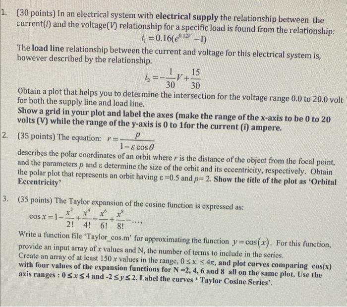 Solved ( 30 points) In an electrical system with electrical | Chegg.com