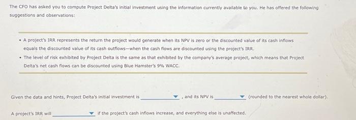 Solved The net present value (NPV) and internal rate of | Chegg.com