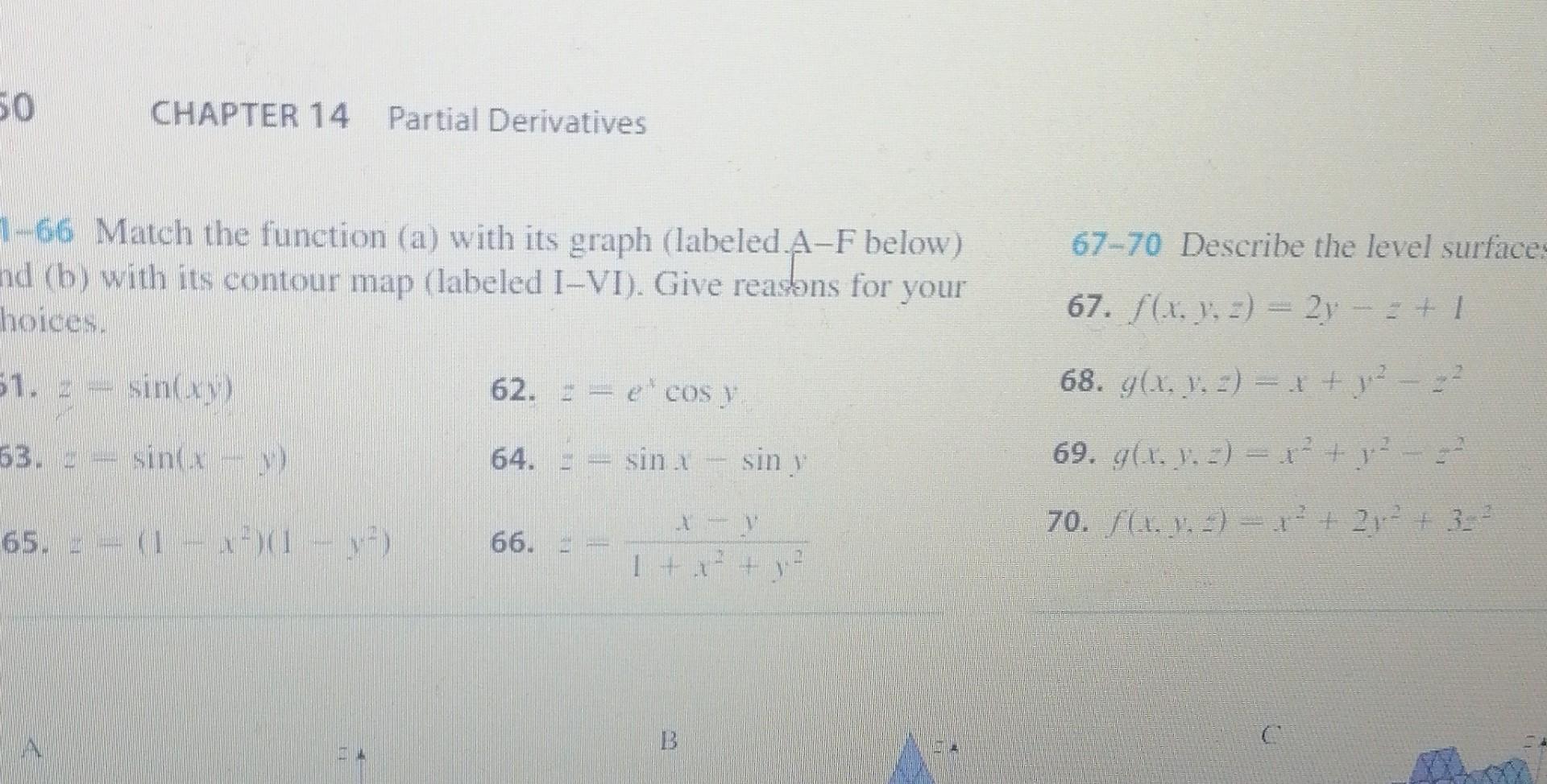 Solved CHAPTER 14 Partial Derivatives 1-66 Match the | Chegg.com
