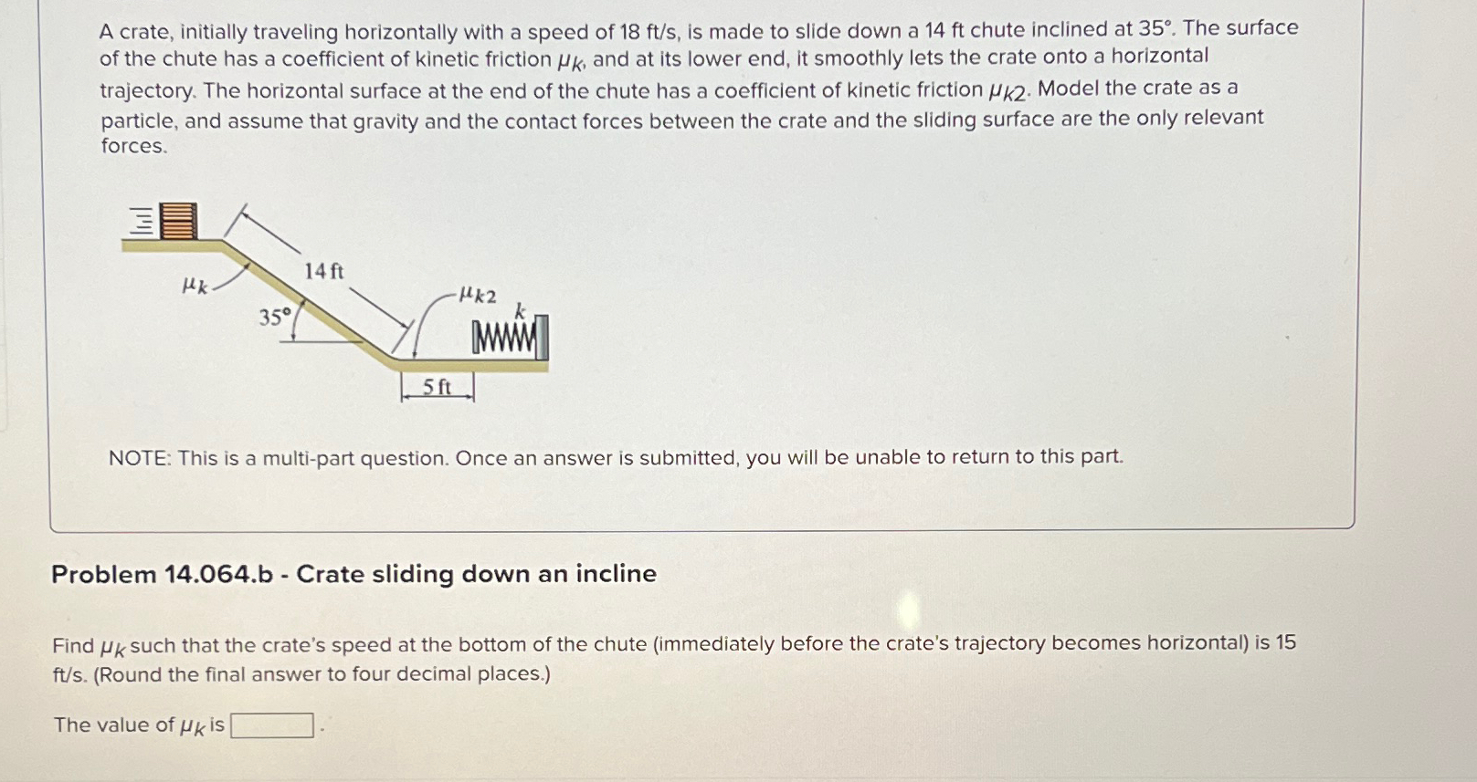 Solved A crate, initially traveling horizontally with a | Chegg.com