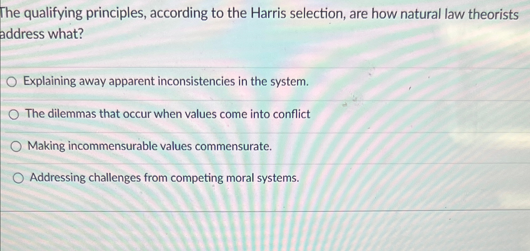 Solved The qualifying principles, according to the Harris | Chegg.com