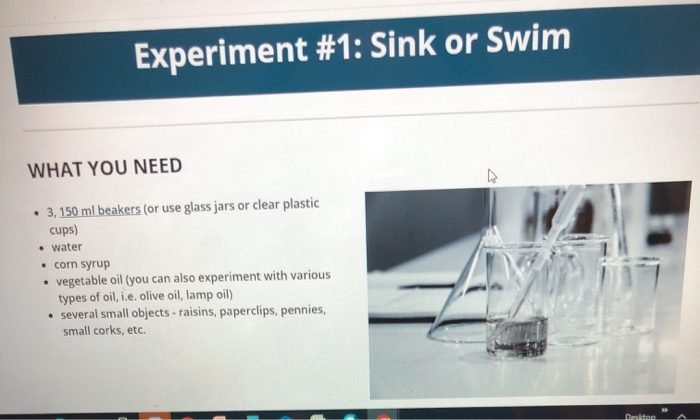 Solved Experiment #1: Sink or Swim WHAT YOU NEED • 3.150 ml | Chegg.com