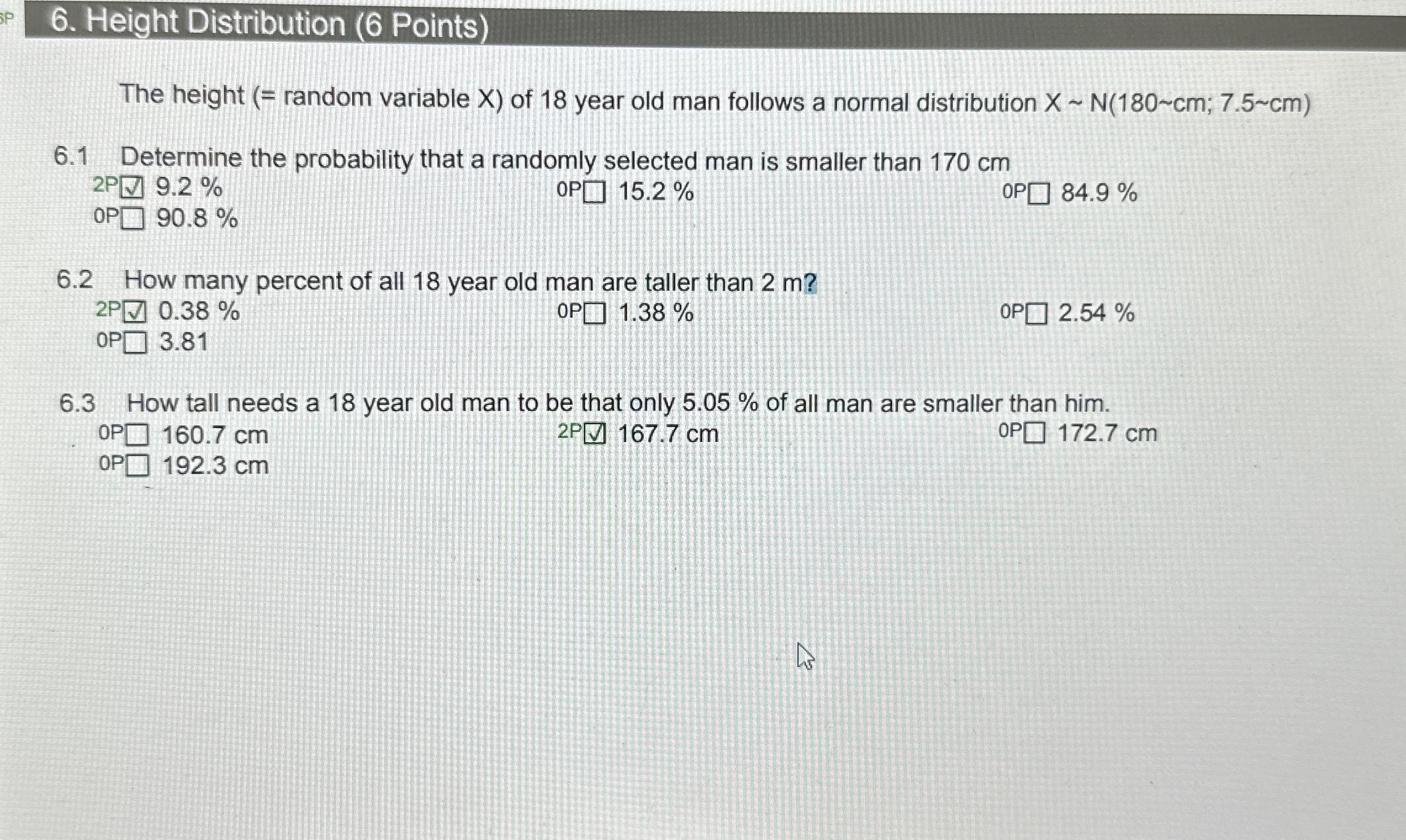 Solved Height Distribution (6 ﻿Points)The height (= ﻿random | Chegg.com