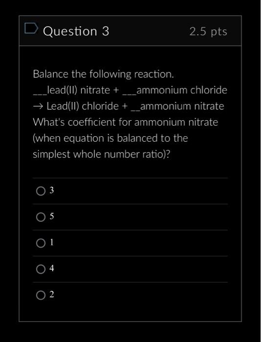 Solved Balance the following reaction. lead(II) nitrate + | Chegg.com