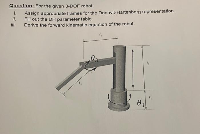 Solved Question For The Given 3 Dof Robot I Assign