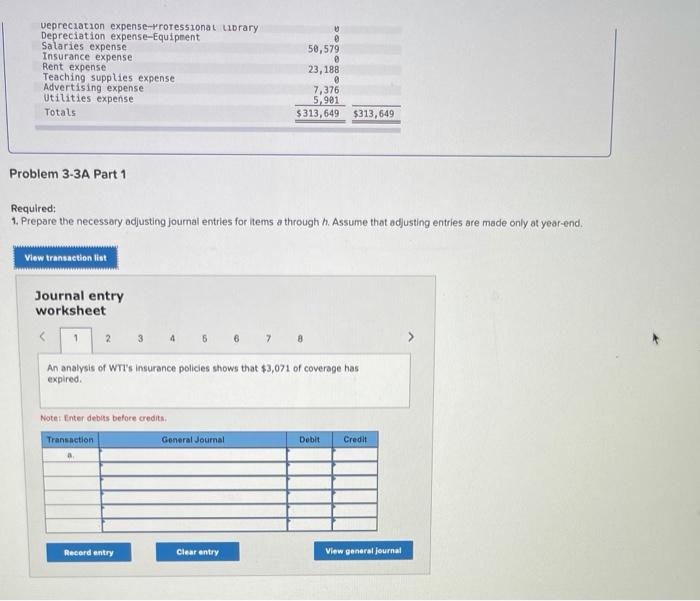 Solved Problem 3-3A Preparing adjusting entries, adjusted | Chegg.com