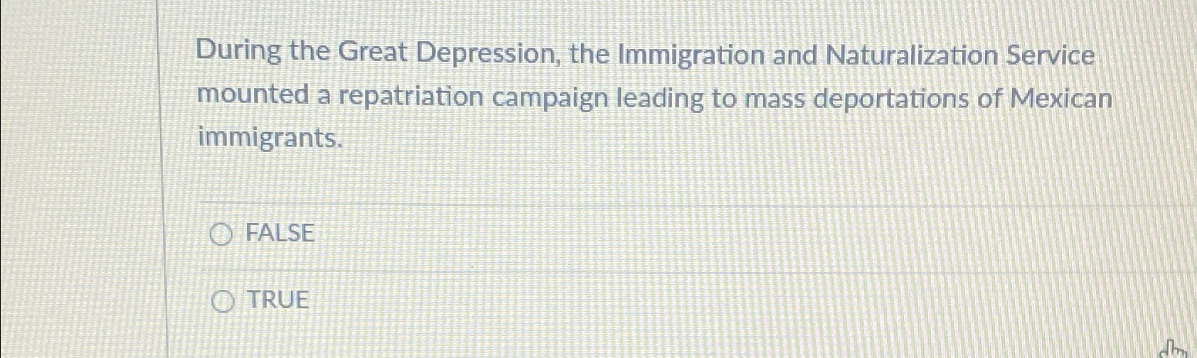 Solved During the Great Depression, the Immigration and | Chegg.com