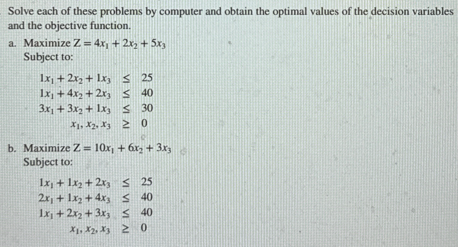 Solved Solve each of these problems by computer and obtain | Chegg.com