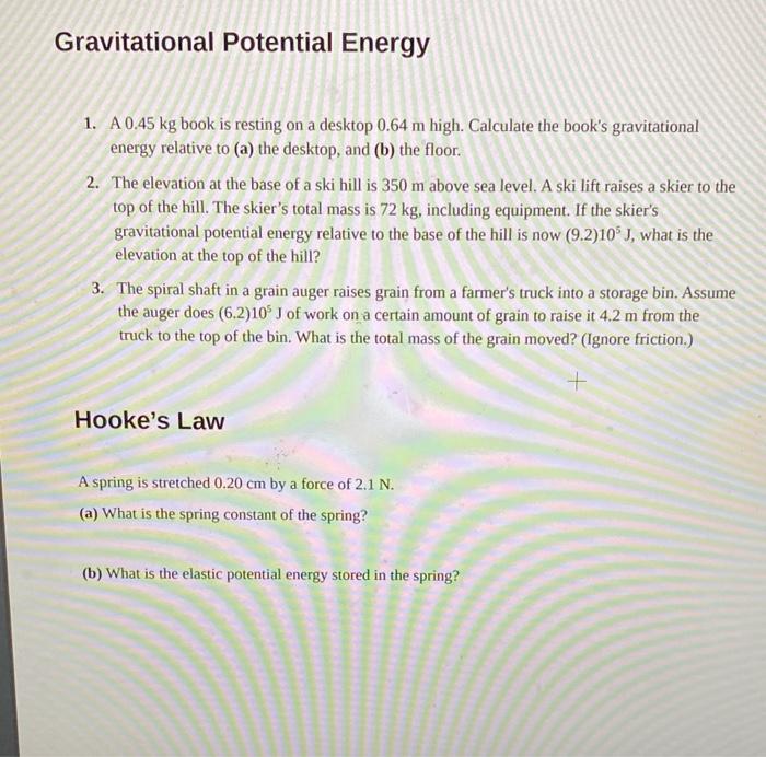 Solved Gravitational Potential Energy 1. A 0.45 kg book is | Chegg.com
