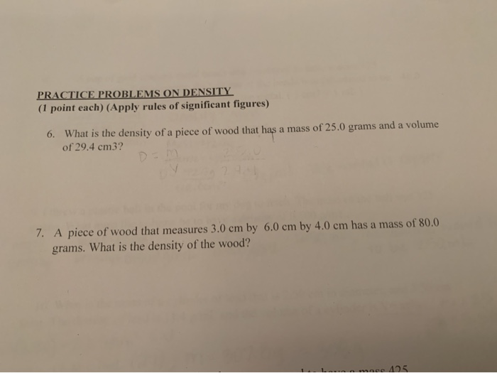 Solved PRACTICE PROBLEMS ON DENSITY (1 point each) (Apply | Chegg.com