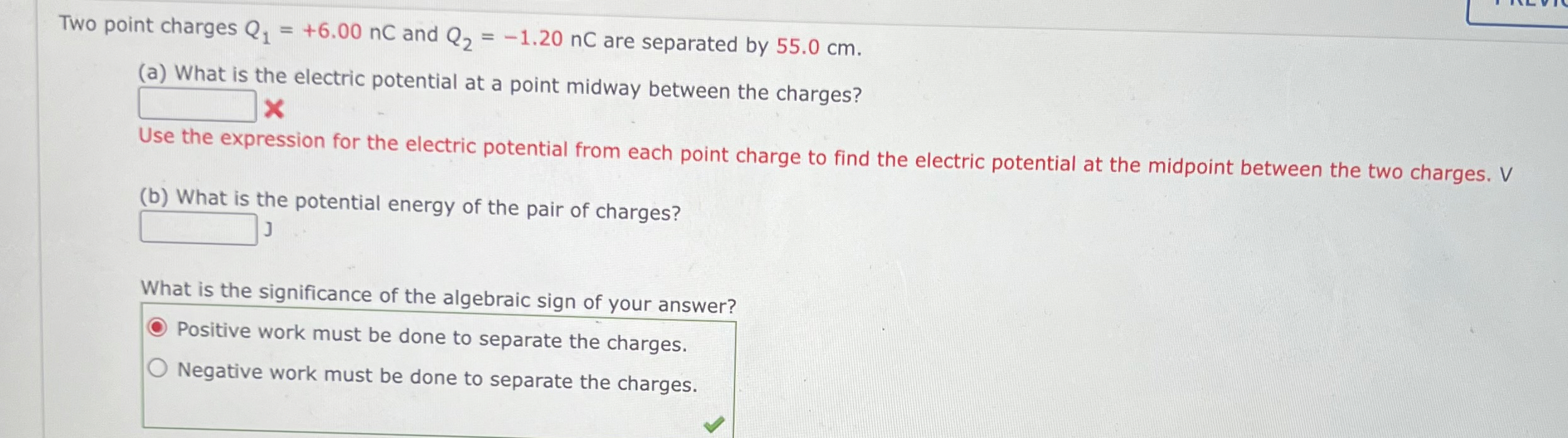 Solved Two point charges Q1=+6.00nC ﻿and Q2=-1.20nC ﻿are | Chegg.com