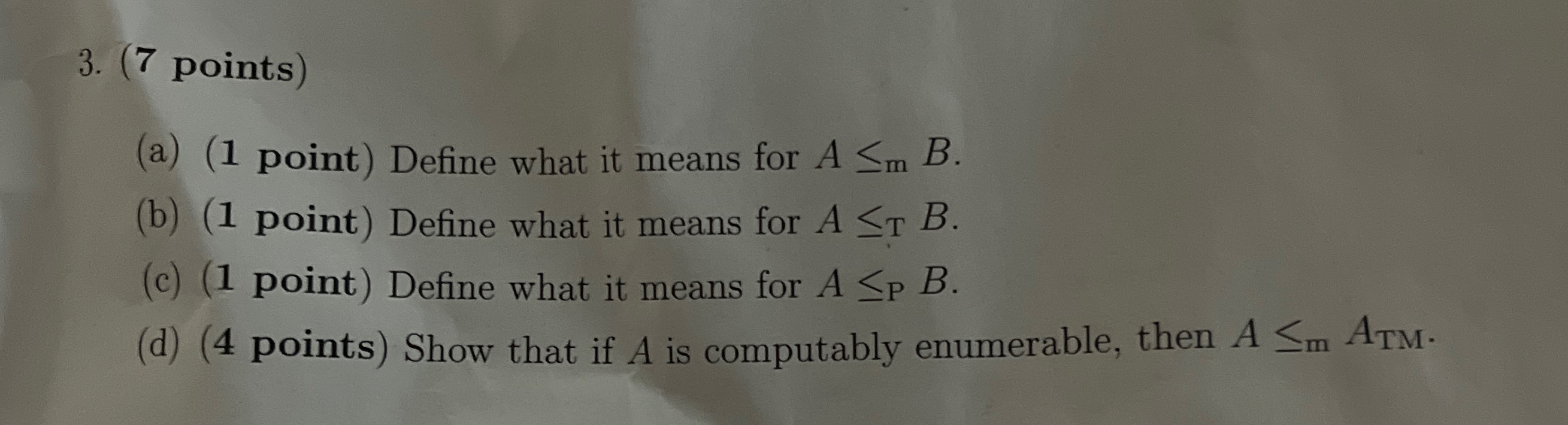 Solved (7 ﻿points)(a) (1 ﻿point) ﻿Define what it means for | Chegg.com