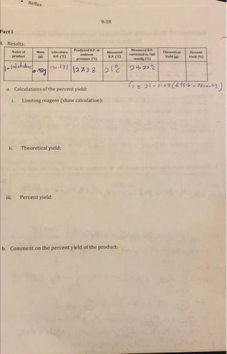 Solved a. Calculations of the percent yield: | Chegg.com