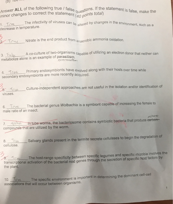 Solved Answer ALL of the following true / false que | Chegg.com