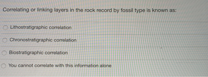 Solved Correlating or linking layers in the rock record by | Chegg.com