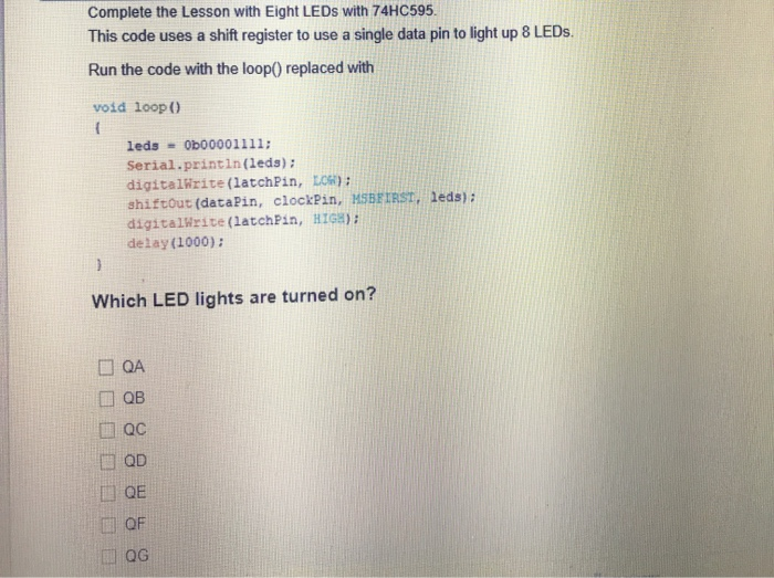 Solved Complete The Lesson With Eight Leds With 74hc595