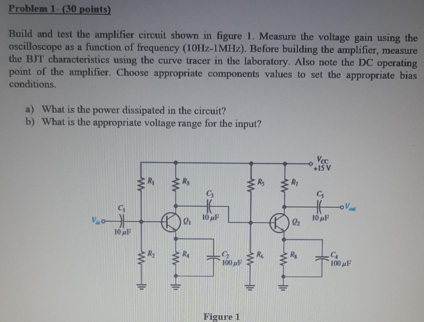 Build and test the amplifier circuit shown in figure | Chegg.com