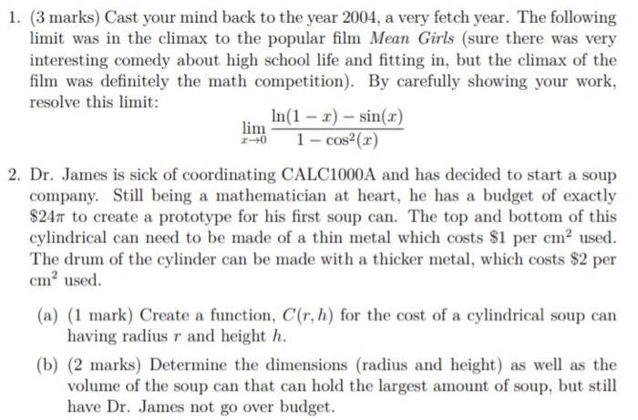 Solved 1. (3 marks) Cast your mind back to the year 2004, a | Chegg.com