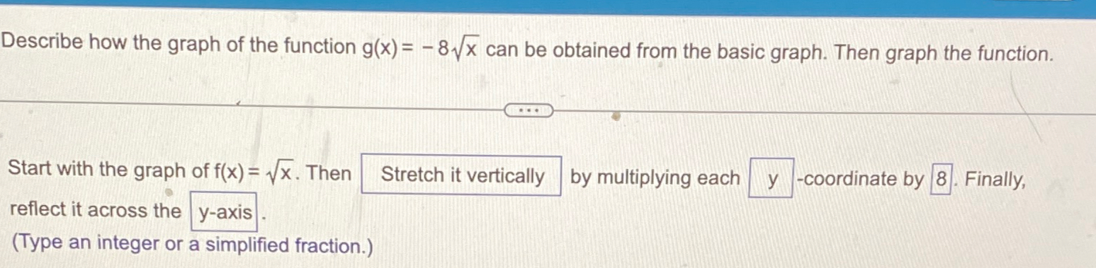 Solved Describe how the graph of the function g(x)=-8x2 ﻿can | Chegg.com