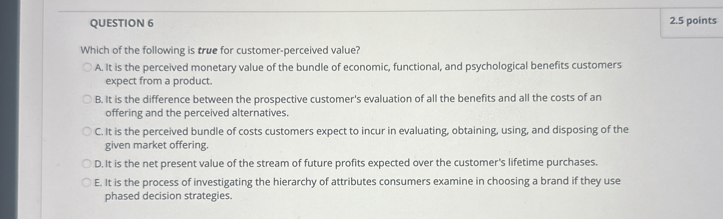 Solved QUESTION 62.5 ﻿pointsWhich of the following is true | Chegg.com