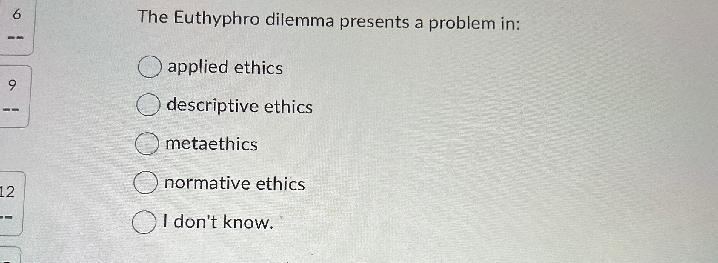 Solved The Euthyphro dilemma presents a problem in:applied | Chegg.com