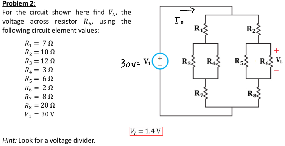 Solved Problem 2:For the circuit shown here find VL, ﻿the | Chegg.com