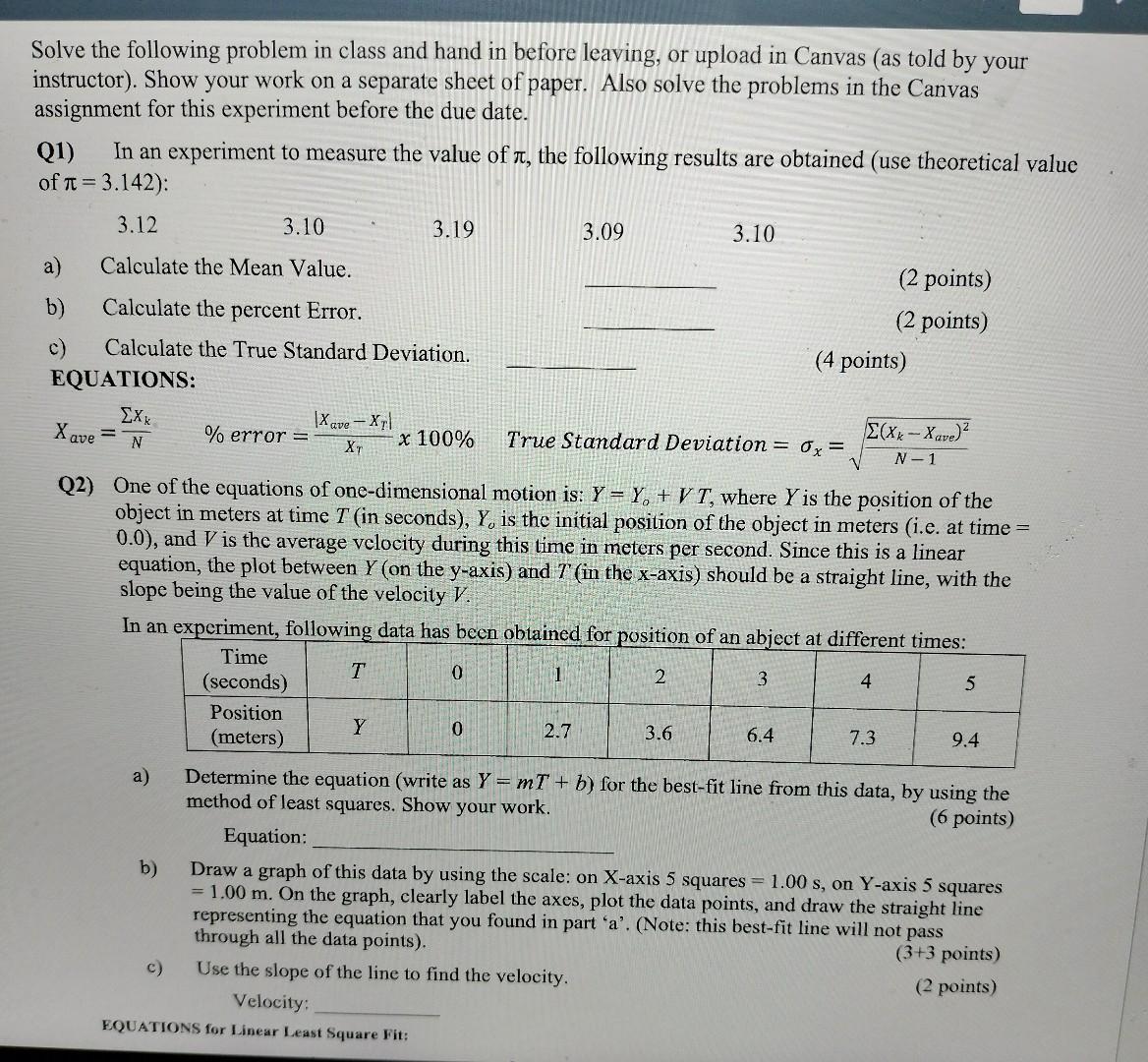 Solved Solve the following problem in class and hand in | Chegg.com