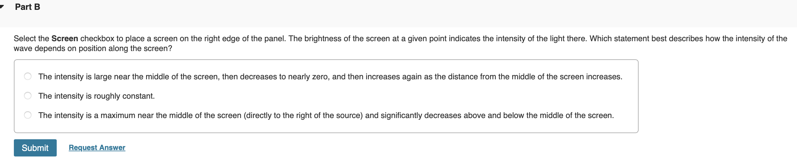 Solved Part B wave depends on position along the screen?The | Chegg.com