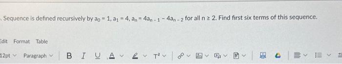Solved Sequence is defined recursively by | Chegg.com