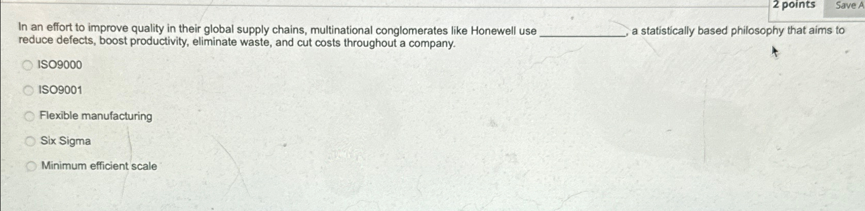 Solved In an effort to improve quality in their global | Chegg.com