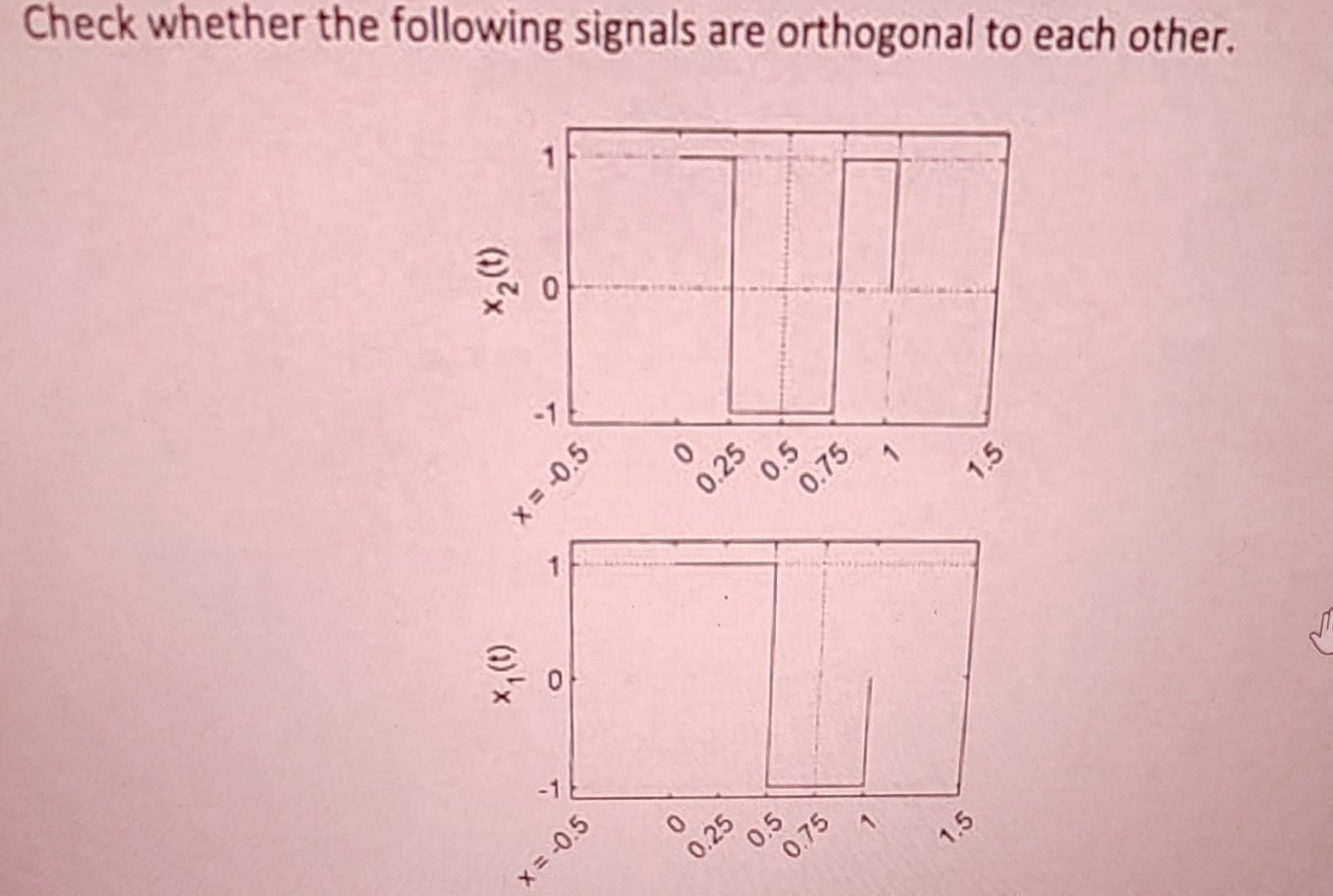 Solved Check whether the following signals are orthogonal to | Chegg.com