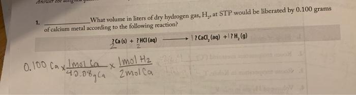 Solved What volume in liters of dry hydrogen gas, H., at STP | Chegg.com